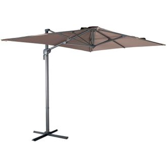 Sweeek Parasol d&eacute;port&eacute; rectangulaire 2x3m - Antibes - Taupe - Parasol excentr&eacute; inclinable. rabattable et rotatif &agrave; 360&deg;