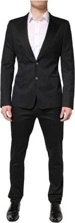 Dolce & Gabbana Homme, Costumes, Noir, Taille: L Costume 2 pi&egrave;ces crois&eacute; simple