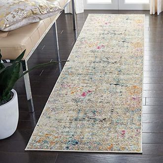 Safavieh Tapis Boho pour Salon, Salle à Manger, Chambre à Coucher - Madison Collection, Tapis à Poil Court, Gris et Or, 76 x 183 cm