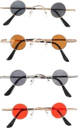 Valiclud 4 Paires de Lunettes Punk Super Petites Lunettes de F&ecirc;te D&eacute;coratives Cadre M&eacute;tal Dor&eacute; et Argent&eacute; Couleurs Noir Gris Marron et Rouge Accessoires pour S