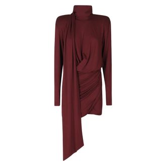 Blumarine Robe Courte en Jersey avec Drap&eacute; et Ch&acirc;le - Femme - Robes - Rouge - Taille: 38 FR
