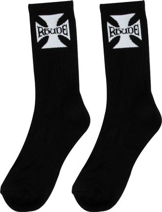 Rhude chaussettes nervurées à logo - Noir