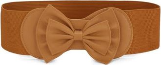 Allegra K sourcing map Femmes Noeud papillon bouton-pression ornement taille élastique Ceinture sangle Marron Taille unique