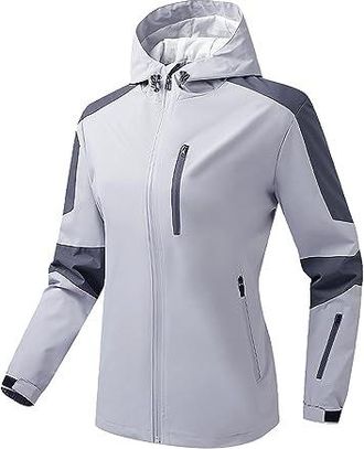 Generic Vestes pour femmes 2026 de couleur unie coupe-vent printemps et automne avec veste douce coupe-vent, gris, XXL