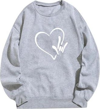 Generic Sweat &agrave; capuche &agrave; manches longues et col rond imprim&eacute; pour la Saint-Valentin 2026, gris, XXL