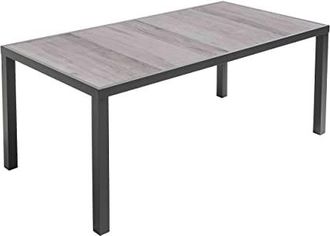Oviala Table de Jardin en Aluminium et c&eacute;ramique Effet Bois gris&eacute; - Tivoli