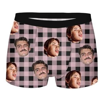 Generic Boxer personnalis&eacute; avec photo du visage, sous-v&ecirc;tements personnalis&eacute;s pour homme, petit ami, mari, lui, rose, L