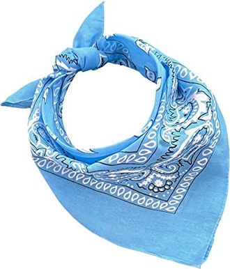 JOPHY & CO. Lot de 3, 5, 10 bandanas 100% coton pour femme, homme, enfant, couleur unie et/ou motif paisley, cod.A644, Bleu Clair, Paisley, Set 10 pz
