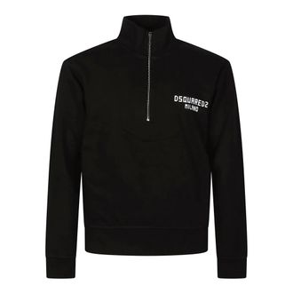 Dsquared2 Logo Print Half Zip Sweatshirt - - Sweatshirts & Hoodies - Herren - Schwarzk - L