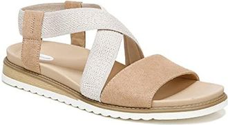Dr. Scholls Womens Islander Strappy Flat Sandal, Tawny Birch Microfiber, 37.5 EU