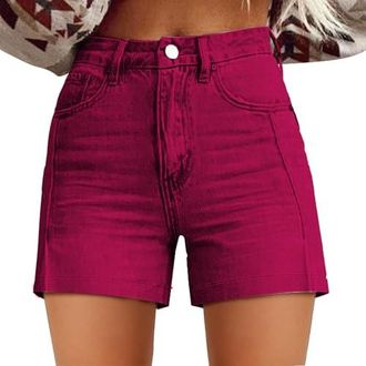 Generico Short court pour femme en jean large, short en denim sexy extensible bermudas avec poches d&eacute;t&eacute; d&eacute;contract&eacute; court push up vintage hotpants &agrave; la mode po