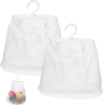 Artibetter IMUSINICE H&auml;ngende Netzbeutel 2 St&uuml;ck Atmungsaktive Aufbewahrungstaschen aus Polyester und PP Multifunktionale Gem&uuml;se und Obstnetze f&uuml;r K&uuml;che W&auml;schekl