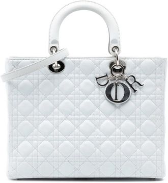 Dior Hobo Bags - Large Lambskin Cannage Lady Dior - Gr. unisize - in Wei&szlig; - f&uuml;r Damen