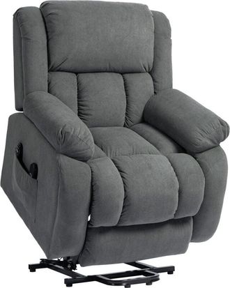 HOMCOM Homcom - Fauteuil releveur massant chauffant grand confort - inclinable, repose-pieds r&eacute;tractable - tissu toucher flanelle gris