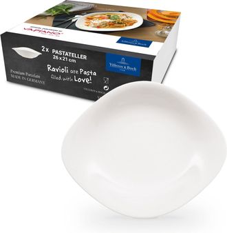 Villeroy & Boch Vapiano Pastateller Set 2 Teilig, Pastateller Groß Tief Weiß, Nudelteller, Pastatellerset, Spaghettiteller, Suppenteller Tief, Salatteller Groß, Vapia