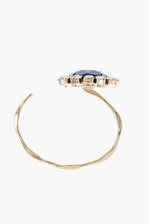 Dries Van Noten Gold-Tone Metal Bracelet with a Floral Detail Embellished wi size S