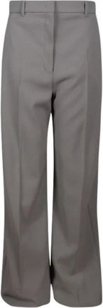 Max Mara Femme, Pantalons, Gris, Taille: 38 FR Pantalon en Laine Satin Jambe Droite
