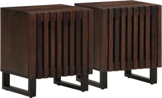 vidaXL Tables de chevet 2 pcs 40x34x46 cm bois de manguier massif Vidaxl