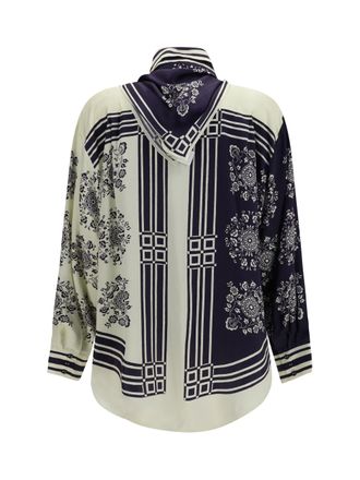 Alemais Womens Banderra Silk Shirt With Scarf Ink