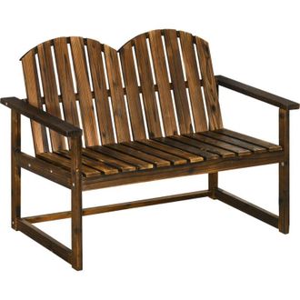 Liberte Banc de jardin en bois 2 places avec dossier et accoudoirs pour jardin et balcon, marron