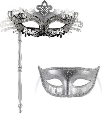 Generic Masques de bal masqué pour couples, une paire, masque portable pour femme et homme, masques de Mardi Gras pour couple, ensemble de masques vénitiens p