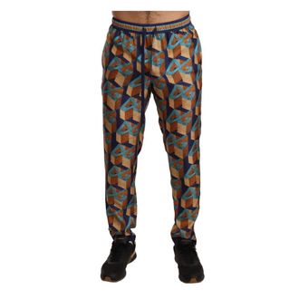 Dolce & Gabbana Homme, Pantalons, Multicolore, Taille: S Jogging en Soie avec Imprim&eacute; Vibrant