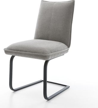 DELIFE Freischwinger Lelio-Flex Strukturstoff Soft Grau Freischwinger flach Schwarz Taschenfederkern, Esszimmerst&uuml;hle