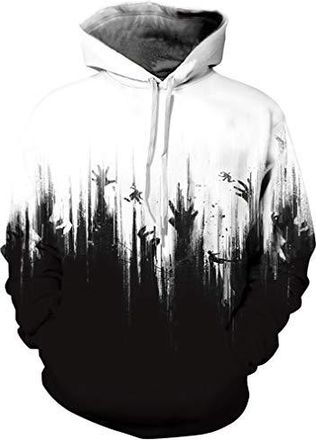 Ocean Plus Hommes Imprimé Sweat À Capuche Imprimé Animal Pull Galaxy Sweatshirt Noël Crâne Hoodie Top Streetwear (L/XL (Poitrine: 114-134CM), Mains)