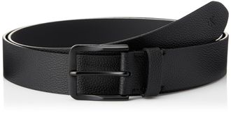 Calvin Klein Herren G&uuml;rtel Classic Flat aus Leder, Schwarz (Black/Black), 115 cm