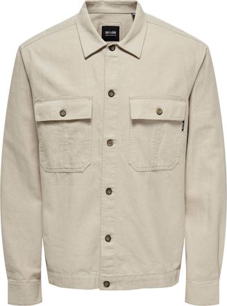 Only & Sons Herren Onskennet Ls Linen Overshirt Noos Kurzarmhemd, Silver Lining, XL EU