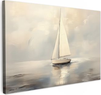 MuchoWow © Bilder Groß 120x80 cm XXL Wohnzimmer Deko Modern Wandbild Kunstdruck auf Leinwand Bild Schlafzimmer über Bett Room Decor Geschenke Segelschiff - Mee