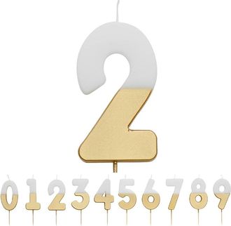 Talking Tables Wei&szlig; und Gold Nummer 5 Kerze f&uuml;r Kuchen | Pr&auml;mie-Qualit&auml;t Kuchendekoration | F&uuml;r Kinder, Erwachsene, 50. Geburtstag, Jubil&auml;um, Meilenstein