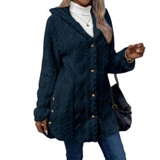 Generic Cardigan &agrave; capuche en jacquard pour femme, manches longues, v&ecirc;tement dext&eacute;rieur en tricot chaud pour lautomne et lhiver, poches pour un usage quotidie
