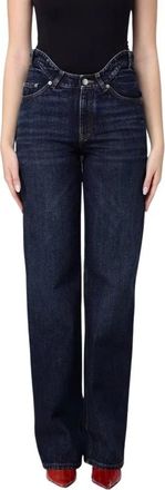 Jean Paul Gaultier Femme, Jeans, Bleu, Taille: W26 Jean Straight Leg avec Ceinture Courb&eacute;e