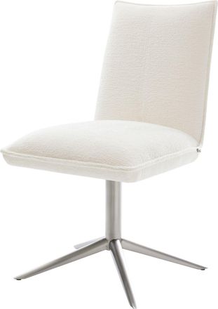 DELIFE Esszimmerstuhl Lelio-Flex Fu&szlig;kreuz Edelstahl Boucl&eacute; Soft Beige 360&deg; drehbar Wippfunktion Taschenfederkern