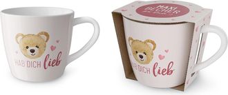 La Vida la Vida Maxi Becher f&uuml;r dich, Kaffeetasse Teddy, Hab Dich lieb, 400ml