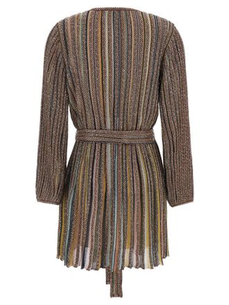 Missoni Metallized Stripe Knit Dress - Brown
