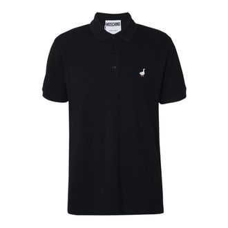 Moschino Cotton Piquet Polo Goose Embroidery - - Tops - Herren - Schwarzk - S