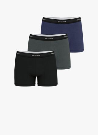 Eminence Lot de 3 boxers unis en coton m&eacute;lang&eacute;