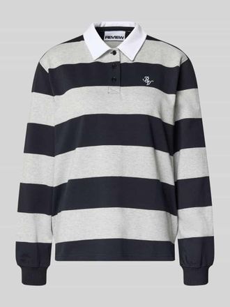 Review Polo-Langarmshirt mit Streifen und kontrastiger Knopfleiste