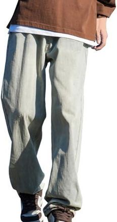 Generic Y2k Jean baggy pour homme - Style hip-hop r&eacute;tro d&eacute;contract&eacute; - Coupe droite - Style ann&eacute;es 2000 - Denim - Avec jambes larges - Style gothique streetwea