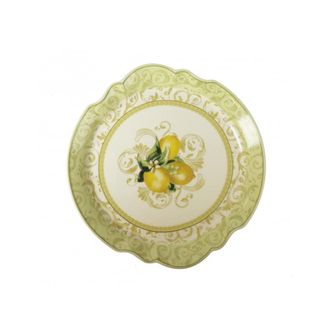 Brandani Tablett Teller Zitronen 33 cm Porzellan Kork