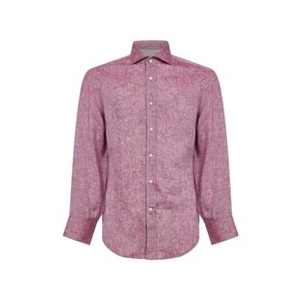 Brunello Cucinelli Homme, Chemises, Rouge, Taille: XL Chemise en lin