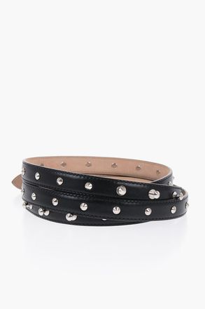 Alexander McQueen Double Leather Belt With 45mm Studs Alexander McQueen