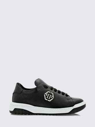 Philipp Plein Low-Top-Sneaker aus Glattleder mit Hexagon-Logo und Monogramm