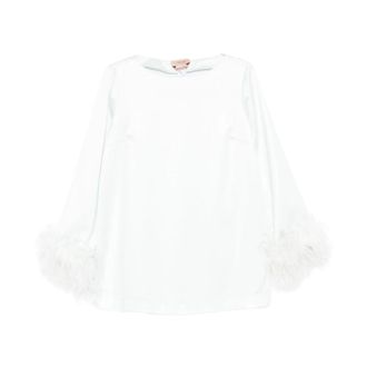 Twinset Femme, Blouses et Chemises, Bleu, Taille: 42 FR Blouse avec Plumes dAutruche