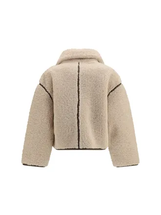 Pinko Womens Eco Shearling Jacket Bianco-Marrone Polyester Furs Bianco/marrone Coat