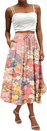 Generic Jupe Femme Chic Et Elegant Ete Jupes Pantalon Boheme Imprimé Fleurie Mode Fluide Longe éLastique Taille Haute