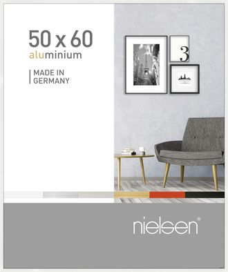 Nielsen Design Bilderrahmen, 50 x 60 cm, Aluminium, Wei&szlig; Glanz, Posterrahmen zum Aufh&auml;ngen im Hoch- & Querformat, Echtglas, Pixel