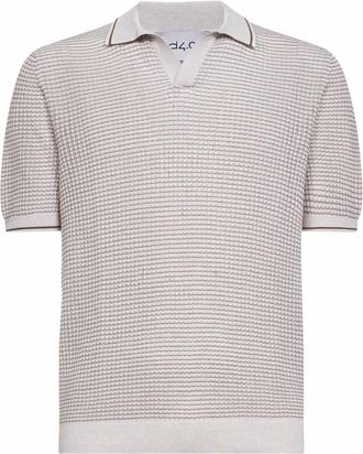 D4.0 Homme, Pulls, Beige, Taille: 4XL T-shirt &agrave; col en V en coton jacquard